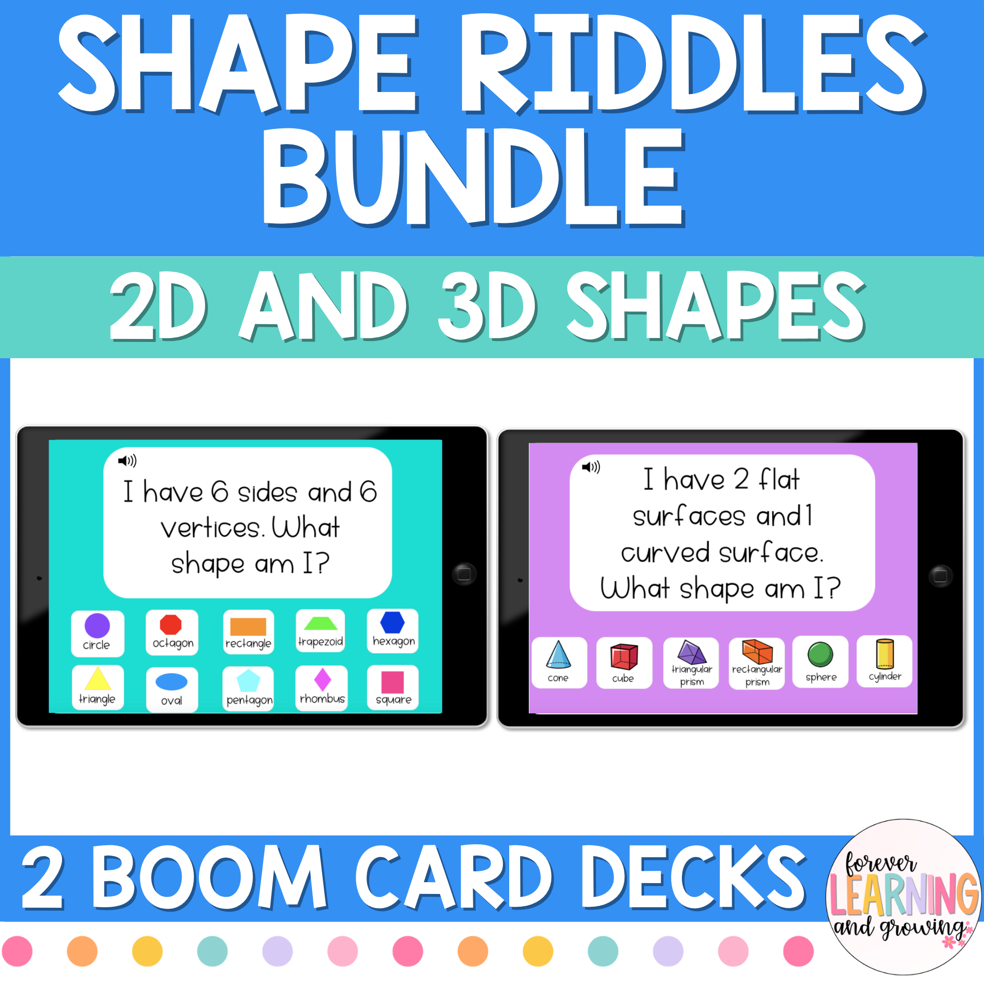 2D & 3D Shape Riddles Boom™ Cards Bundle | Shape Attributes for 1st ...